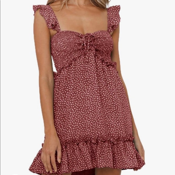 Dresses | Ditsy Floral Burnt Orange Fuse Ruffle Scrunch Mini And Sun ...